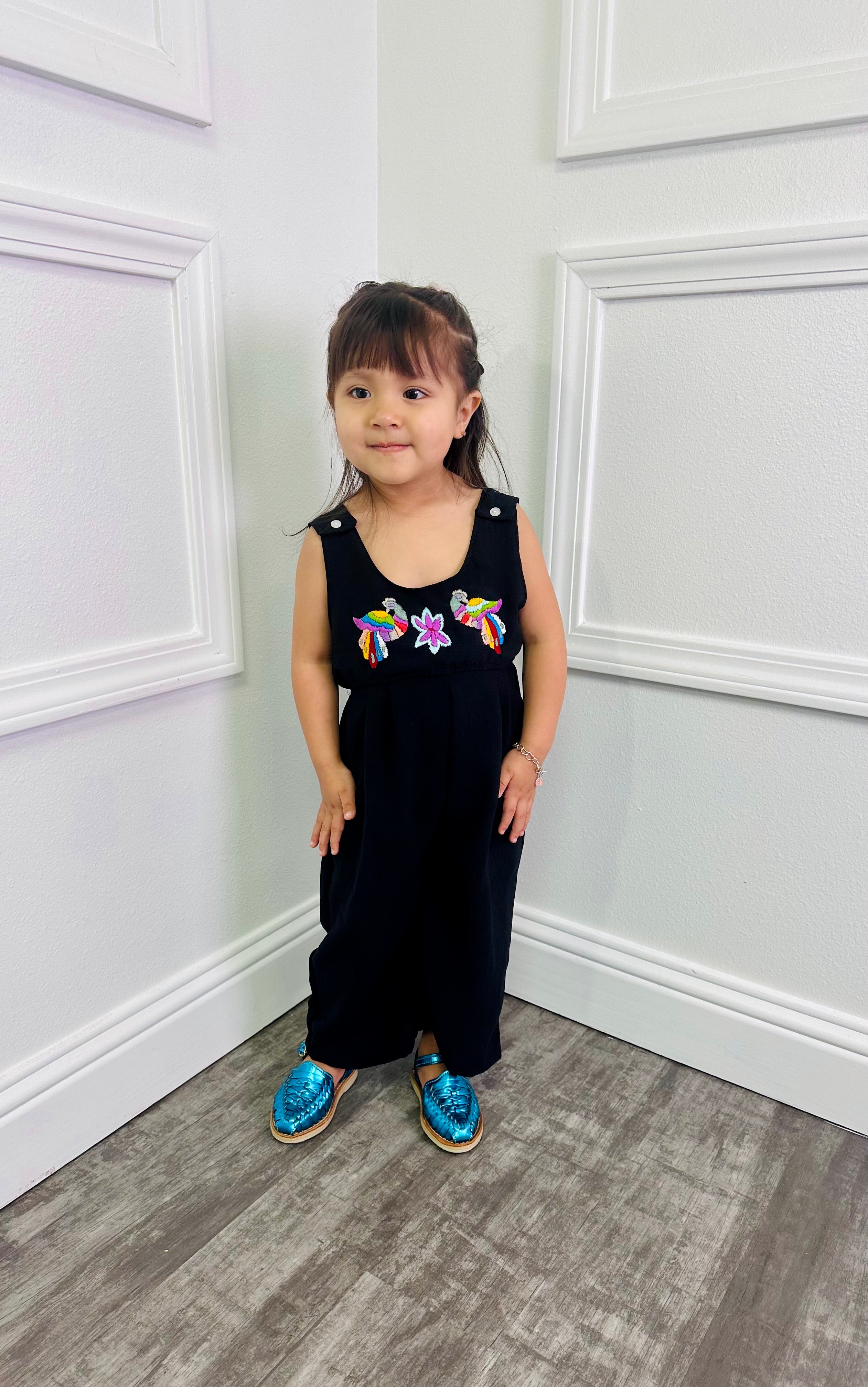Girls Jumpsuit Pavo Real Black – Guaraxez